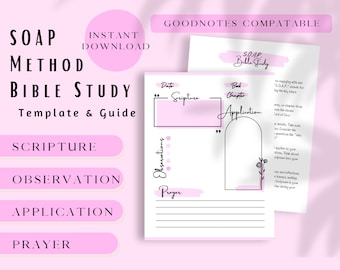 SOAP Bible Study Template: Scripture, Observation, Application, Prayer ...