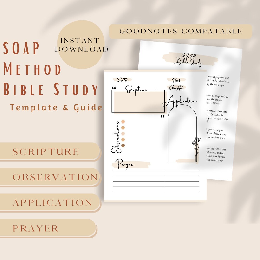 SOAP Bible Study Template: Scripture, Observation, Application, Prayer ...