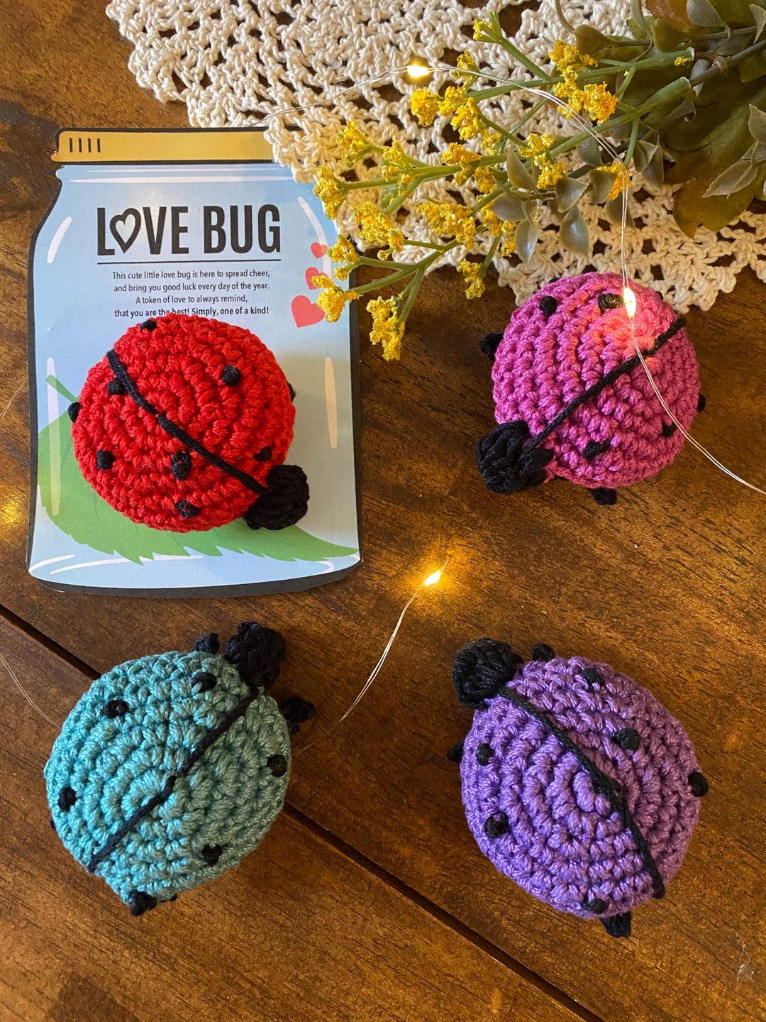 Crochet Ladybug Love Bug: Amigurumi Pocket Hug With Card - Etsy