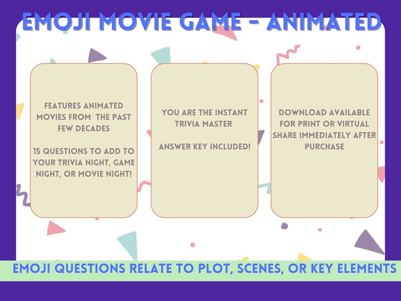 Emoji Movie Game Trivia- Comedy Movies - Etsy
