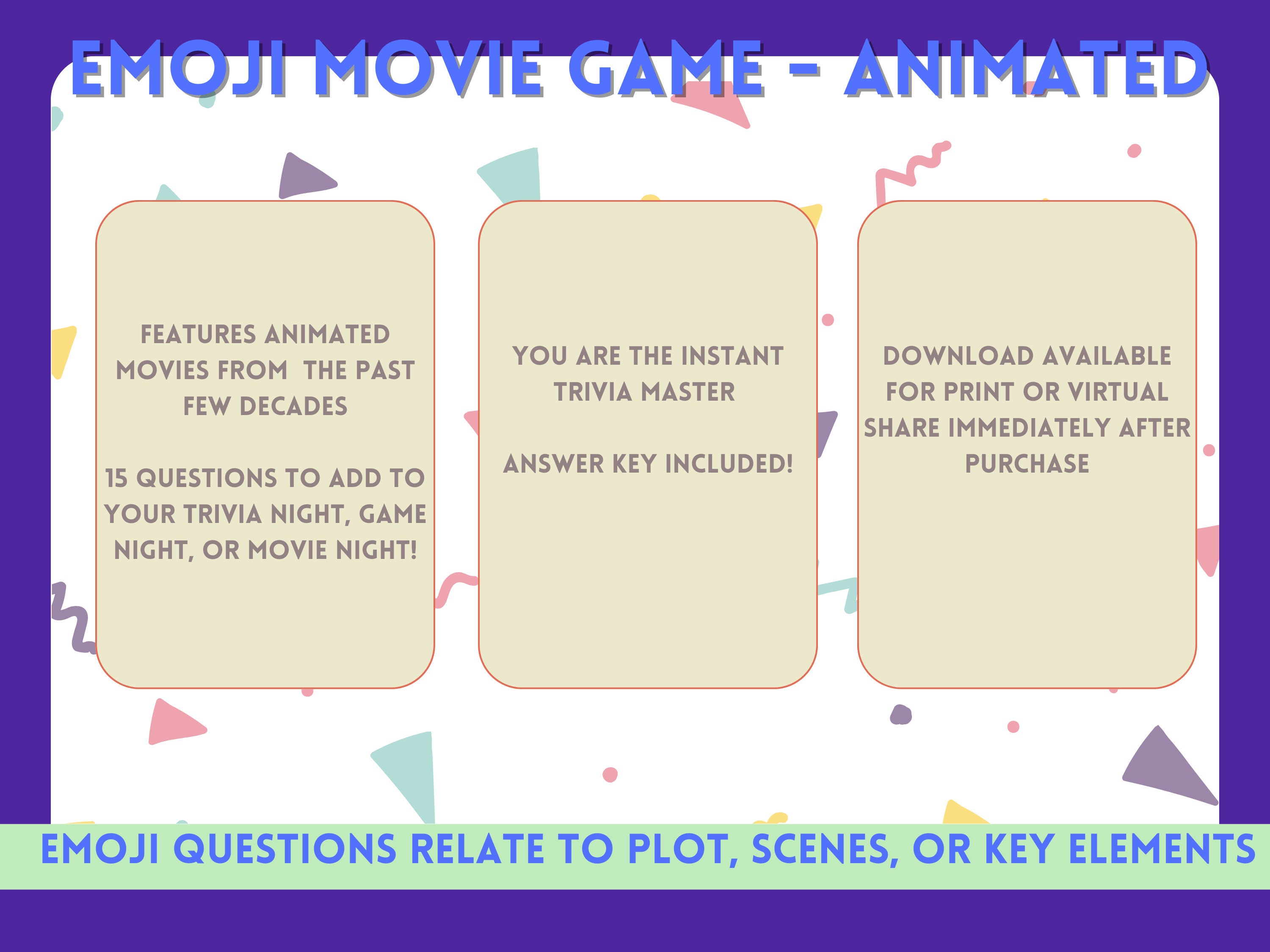 Emoji Movie Game Trivia- Comedy Movies - Etsy