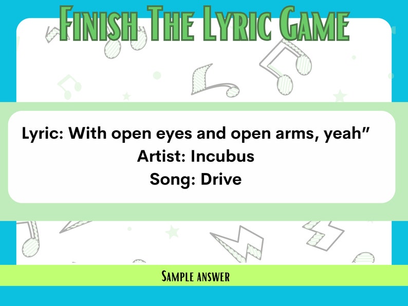 2000's Music Trivia Finish the Lyric Pub Trivia Game Night Trivia - Etsy