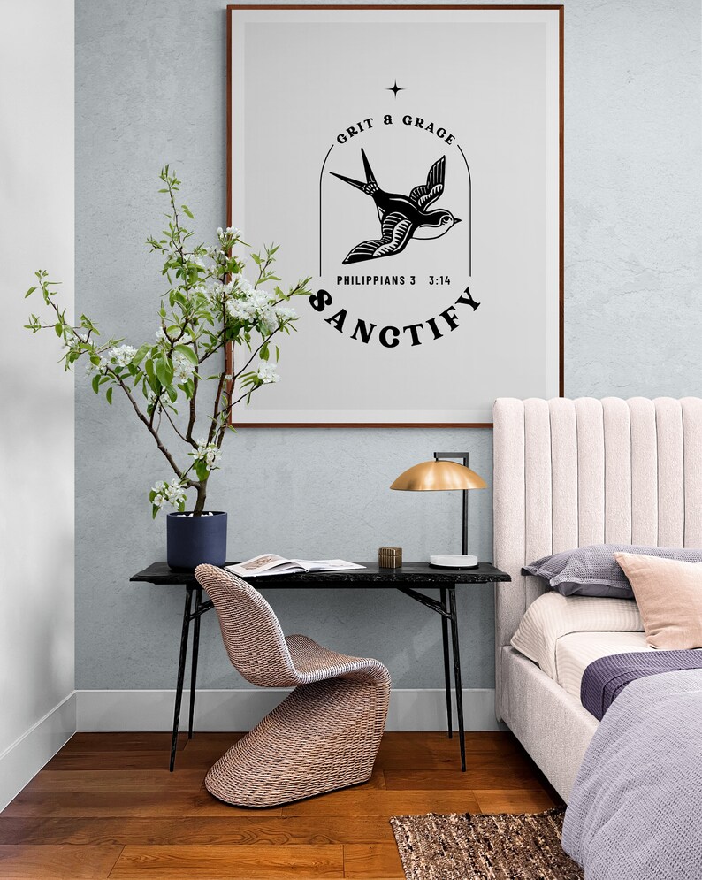 Christian Wall Art Bible Verse Grit and Grace Wall Art Christian Wall Decor Digital Print ...