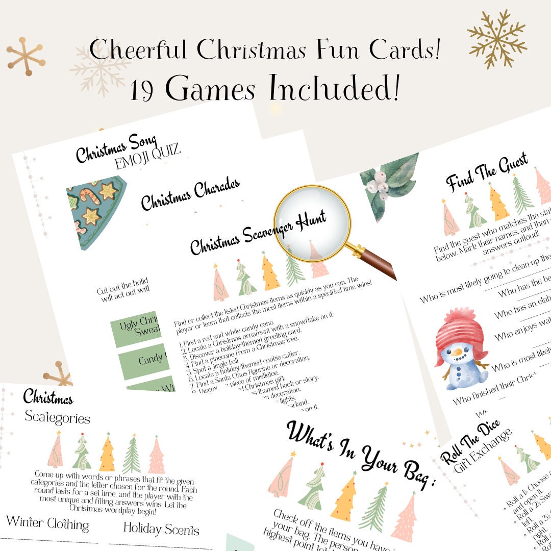 19 Christmas Printable Games Bundle, Ultimate Christmas Game Collection ...