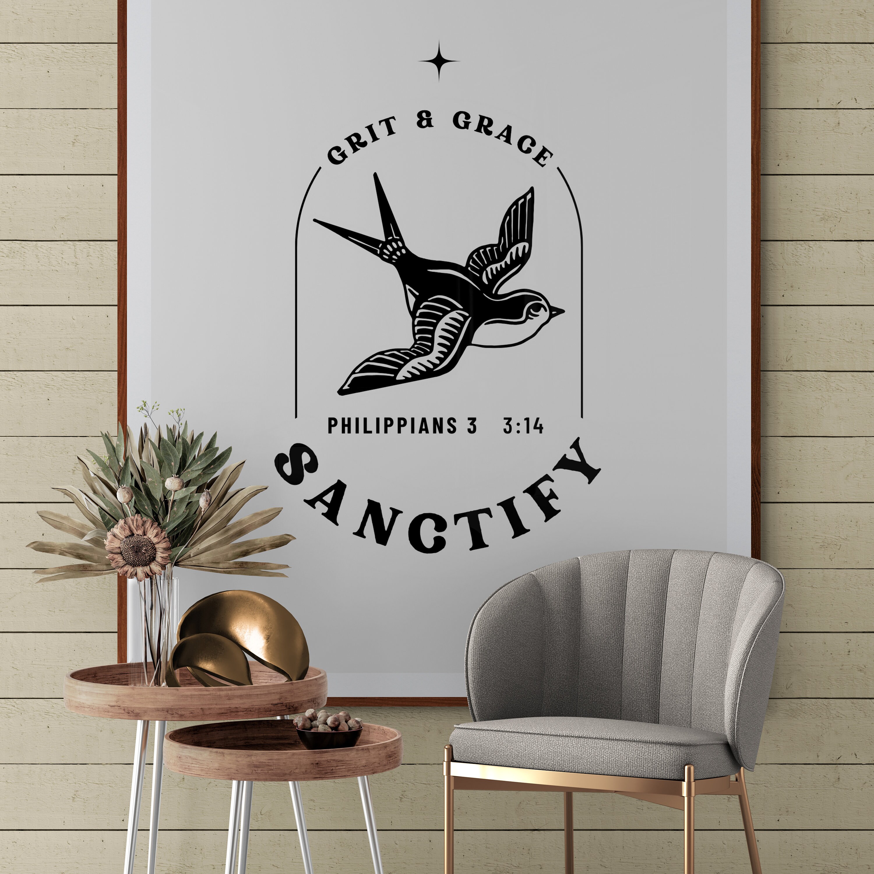 Christian Wall Art Bible Verse Grit and Grace Wall Art Christian Wall Decor Digital Print ...