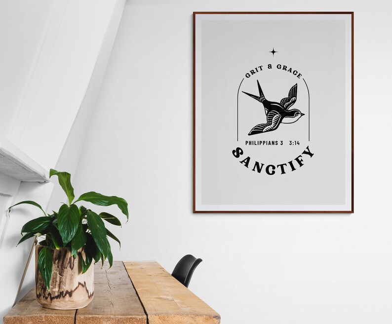 Christian Wall Art Bible Verse Grit and Grace Wall Art Christian Wall ...