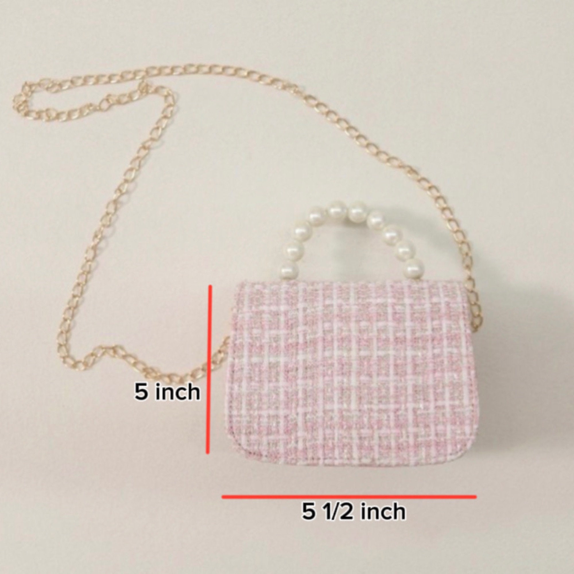 Kids Tweed Mini Crossbody Bag, Girls Pearl Handle Purse Chain Crossbody ...