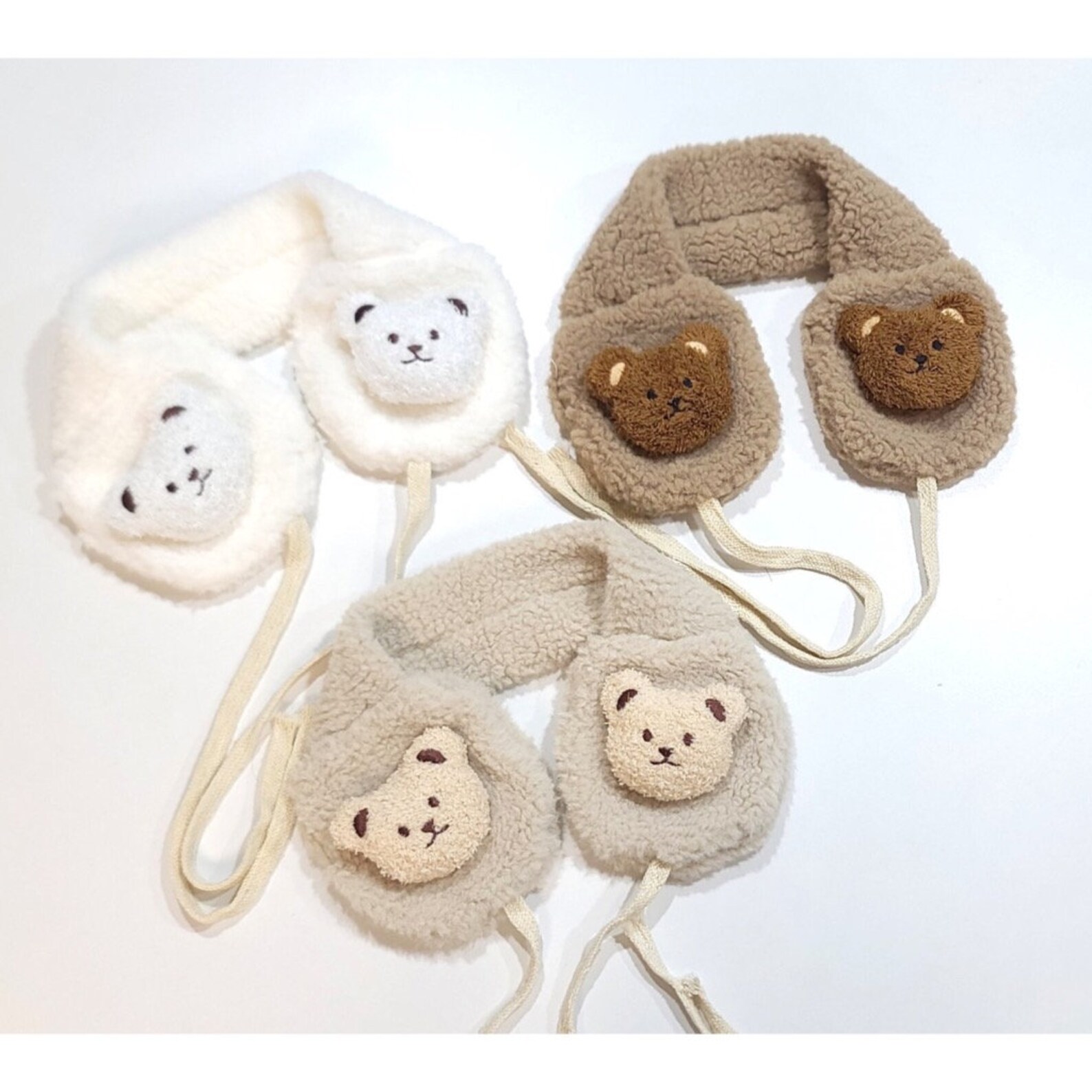 Kids Teddy Earmuffs, Winter Fleece Teddy Bear Ear Warmer With Straps ...