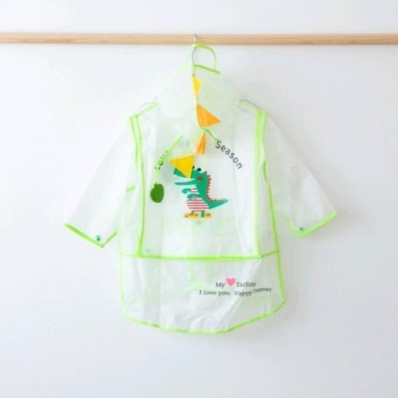 Cartoon Dinosaur Raincoat for Kids, Lightweight Waterproof Cute Hooded Rain Jacket for Children ...