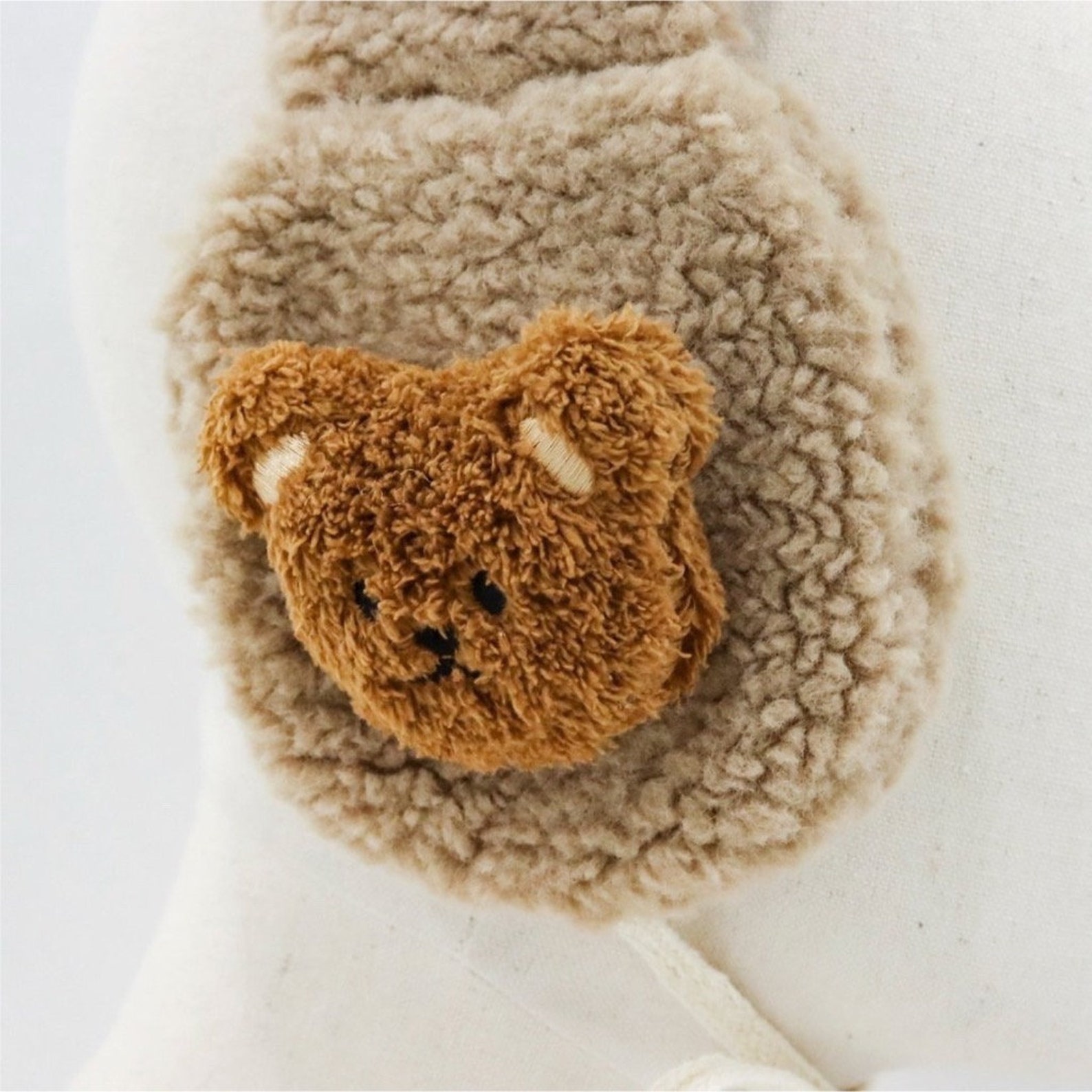 Kids Teddy Earmuffs, Winter Fleece Teddy Bear Ear Warmer With Straps ...