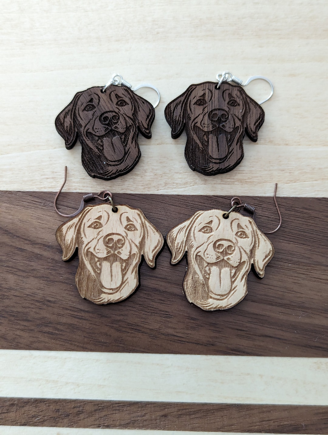 Labrador Wood Earrings - Animal Lover Handmade Jewelry, Chocolate ...