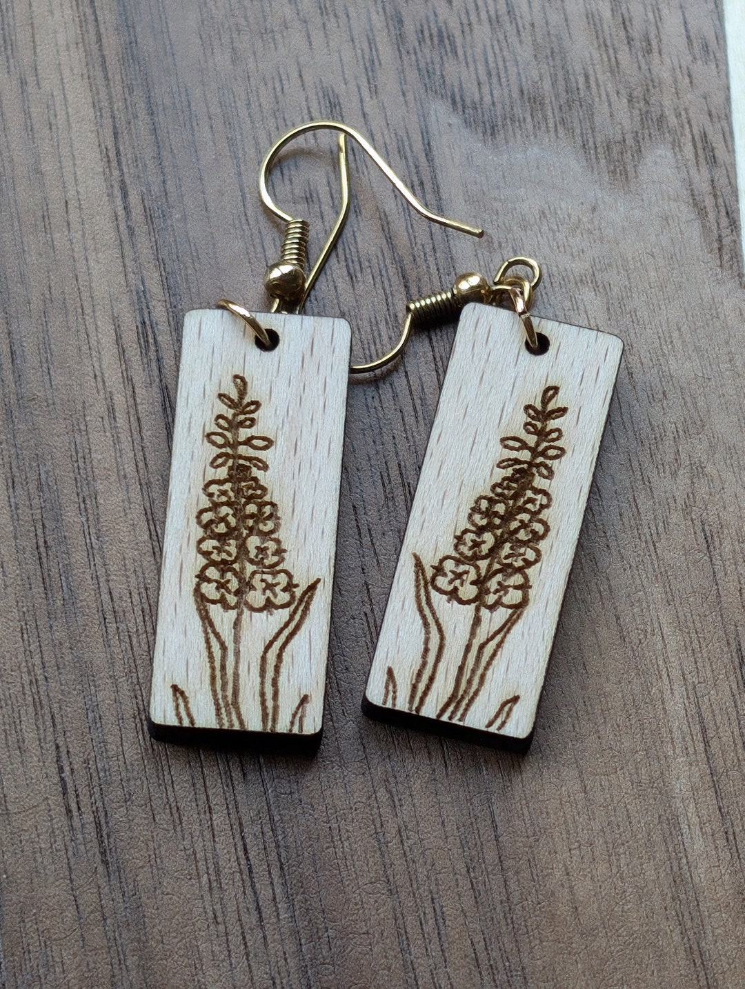Fireweed Wood Earrings - Nature Inspired Handmade Jewelry - Etsy