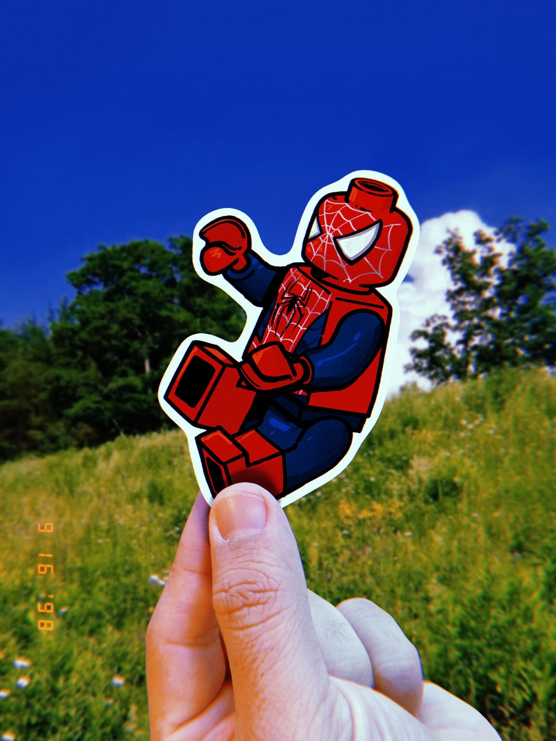 Vintage Blocky Tobey Spiderman 2002 Y2k Parody Block Toy Sticker for ...