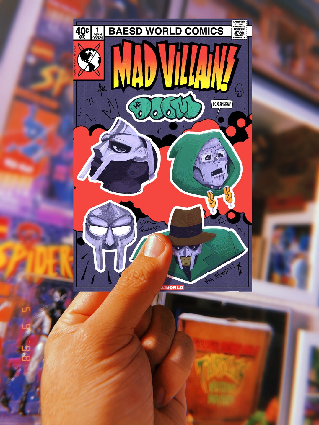 90s Hip Hop Sticker Inspired by the Mad Villian MF Doom Comic Book ...