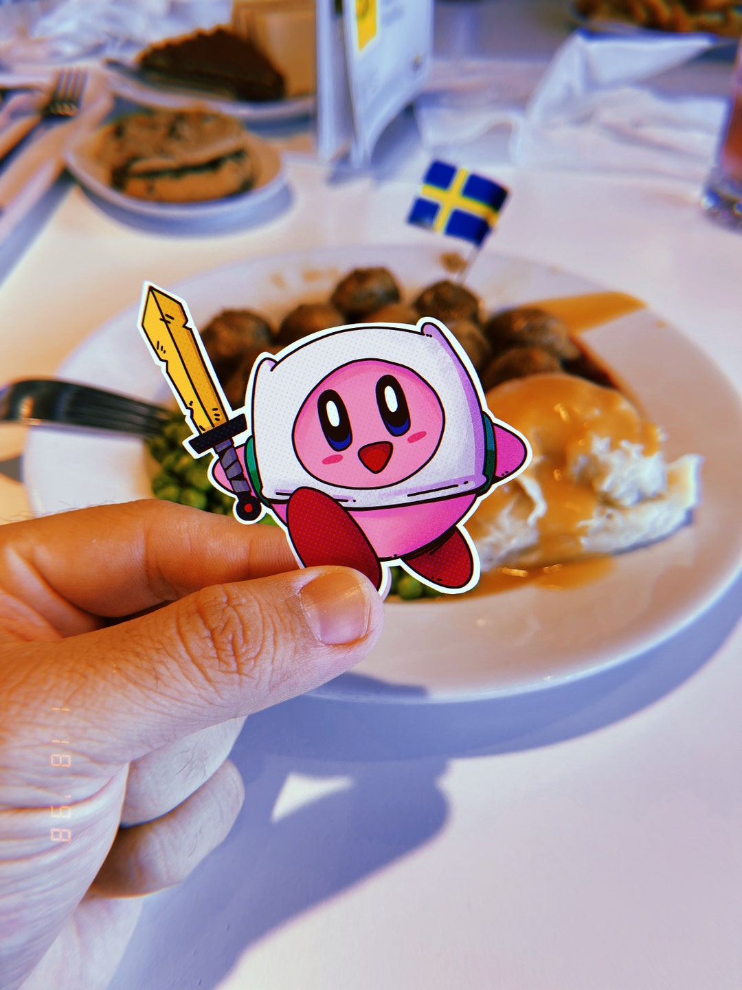 Kirby as Finn Sticker: Adventure Time Mashup, Waterproof Laptop Decal ...