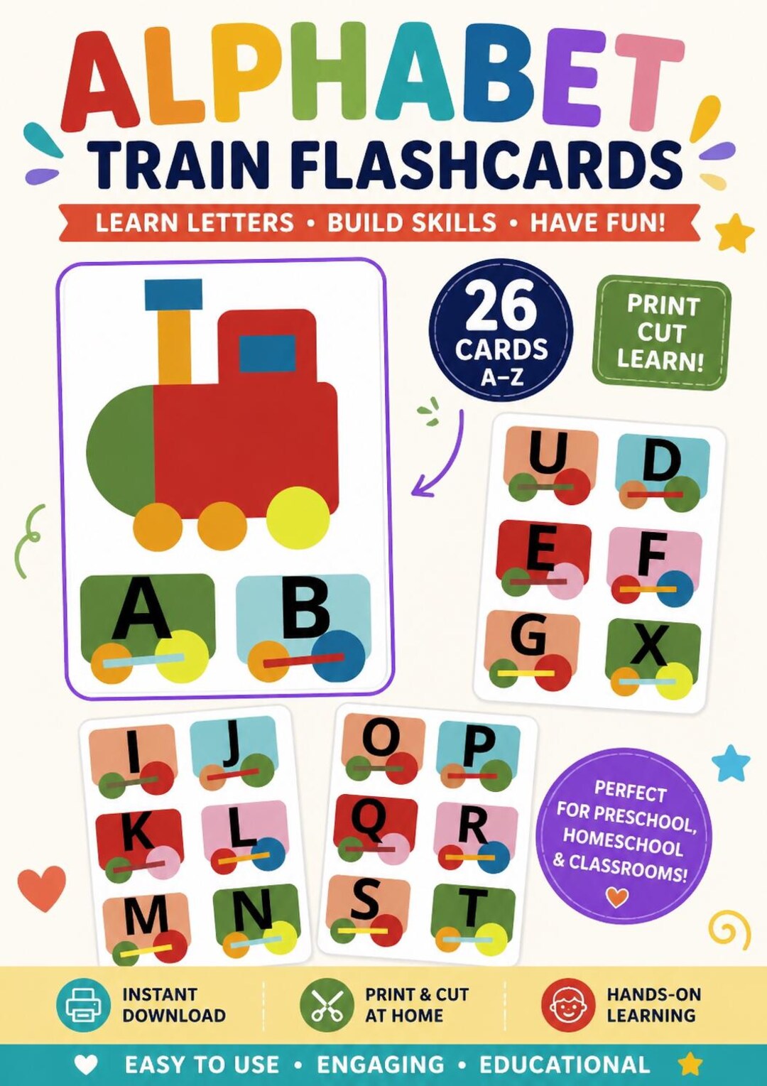 Alphabet Train Flashcards – Printable Learning Cards for Preschool ...