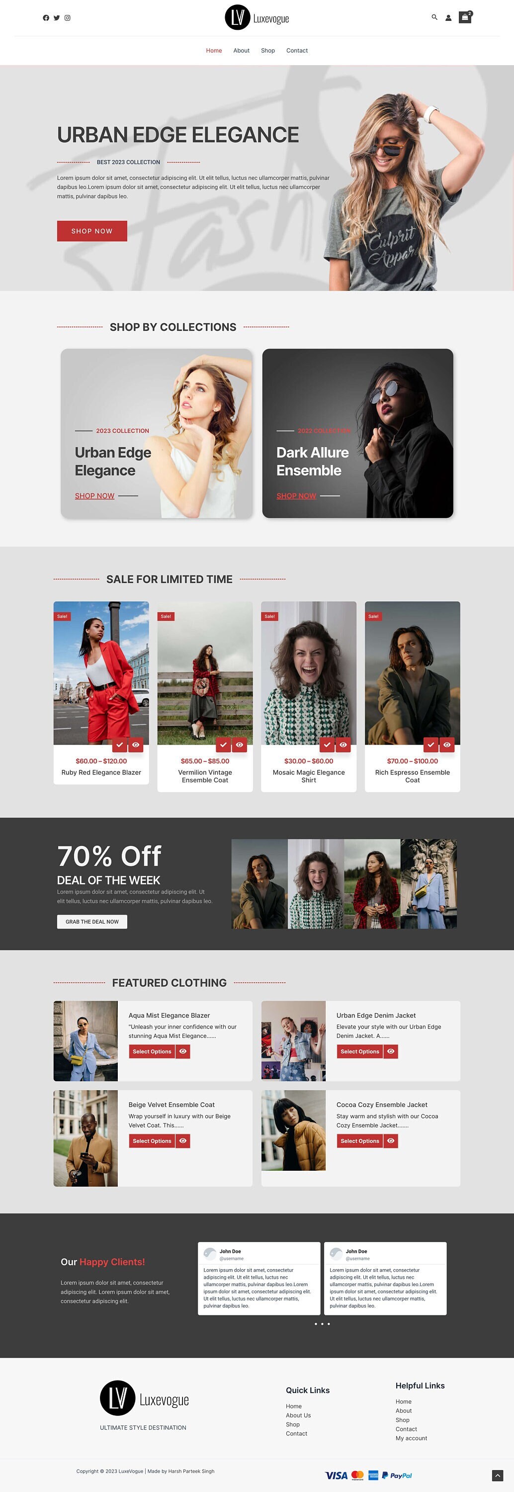 Template for Ecommerce Clothing Store for Elementor Pro - Etsy