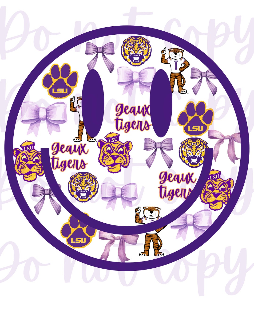 LSU Coquette Smiley Design - Etsy