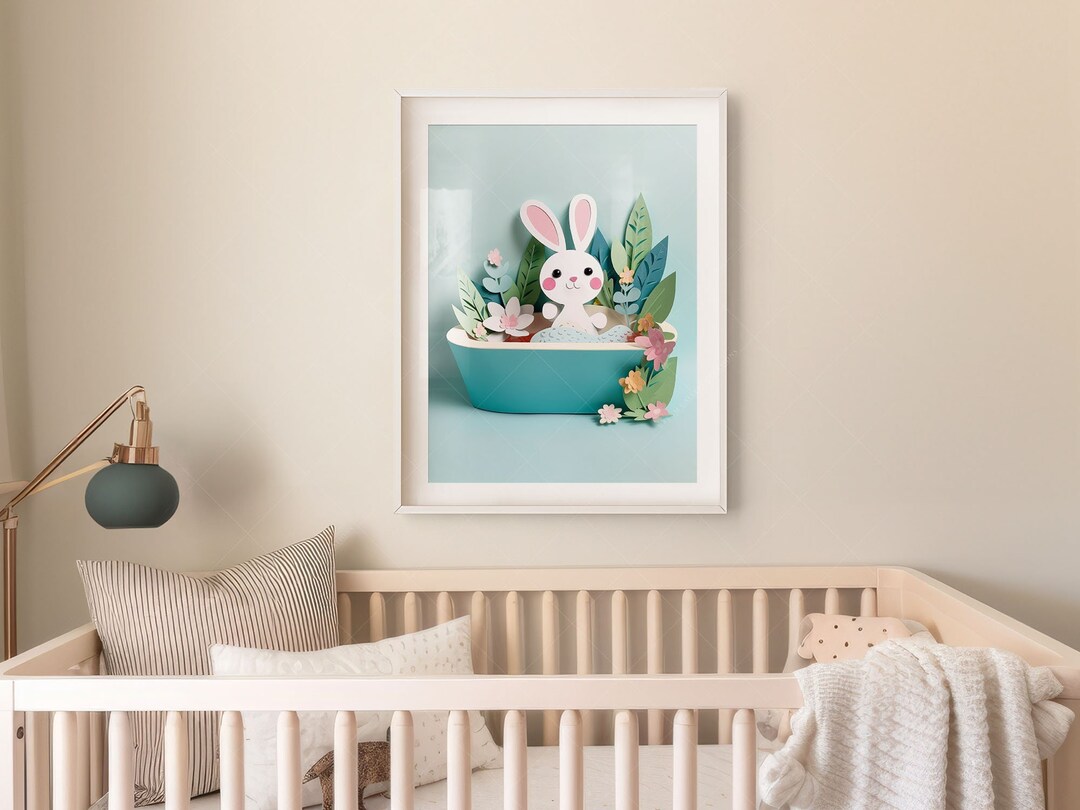 Bunny Print Printable Art Cute Rabbit Art Animals Pictures Kids Room ...