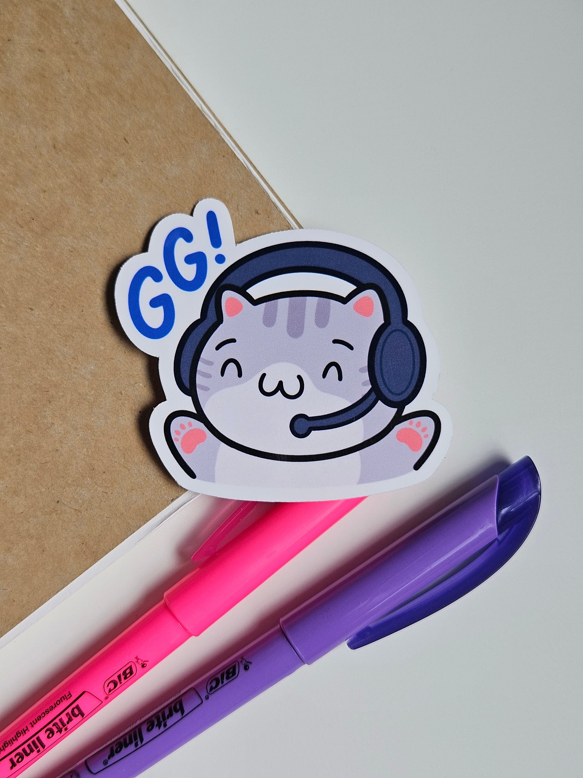 Cute Cat Gamer Duo Stickers GG and Can't End on a Loss - Etsy