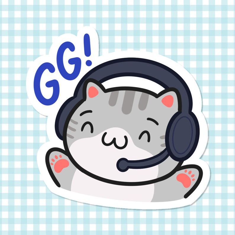 Cute Cat Gamer Duo Stickers GG and Can't End on a Loss - Etsy