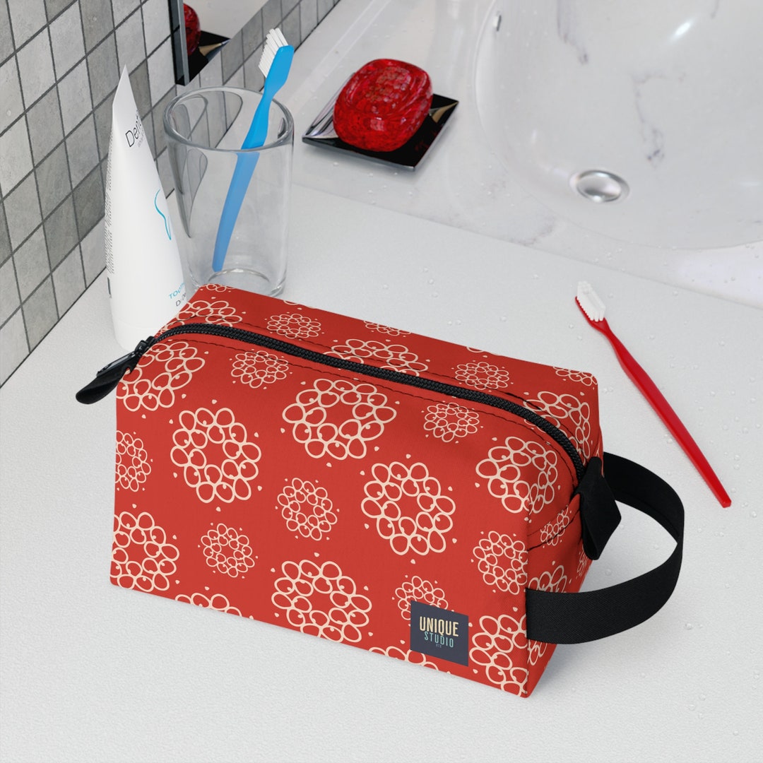 Dahlia Dots Red Toiletry Bag - Etsy
