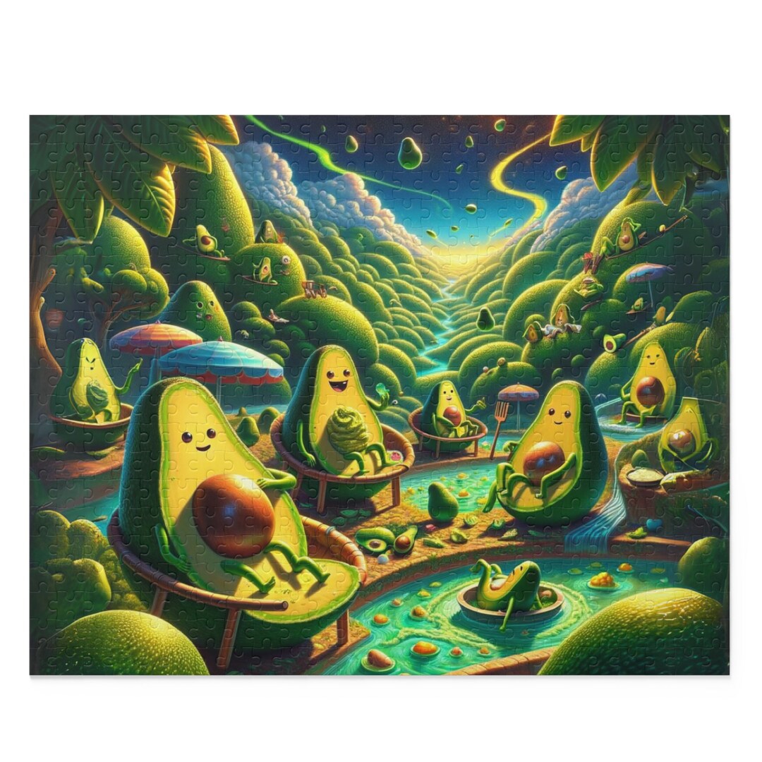 Avocado Utopia Lush Green Avocado Land With Relaxing Avocado Characters ...