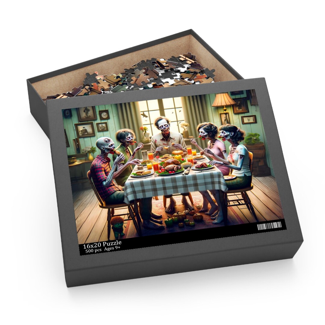 Feast of the Undead: Zombie Family Dinner Whimsically Macabre Jigsaw ...