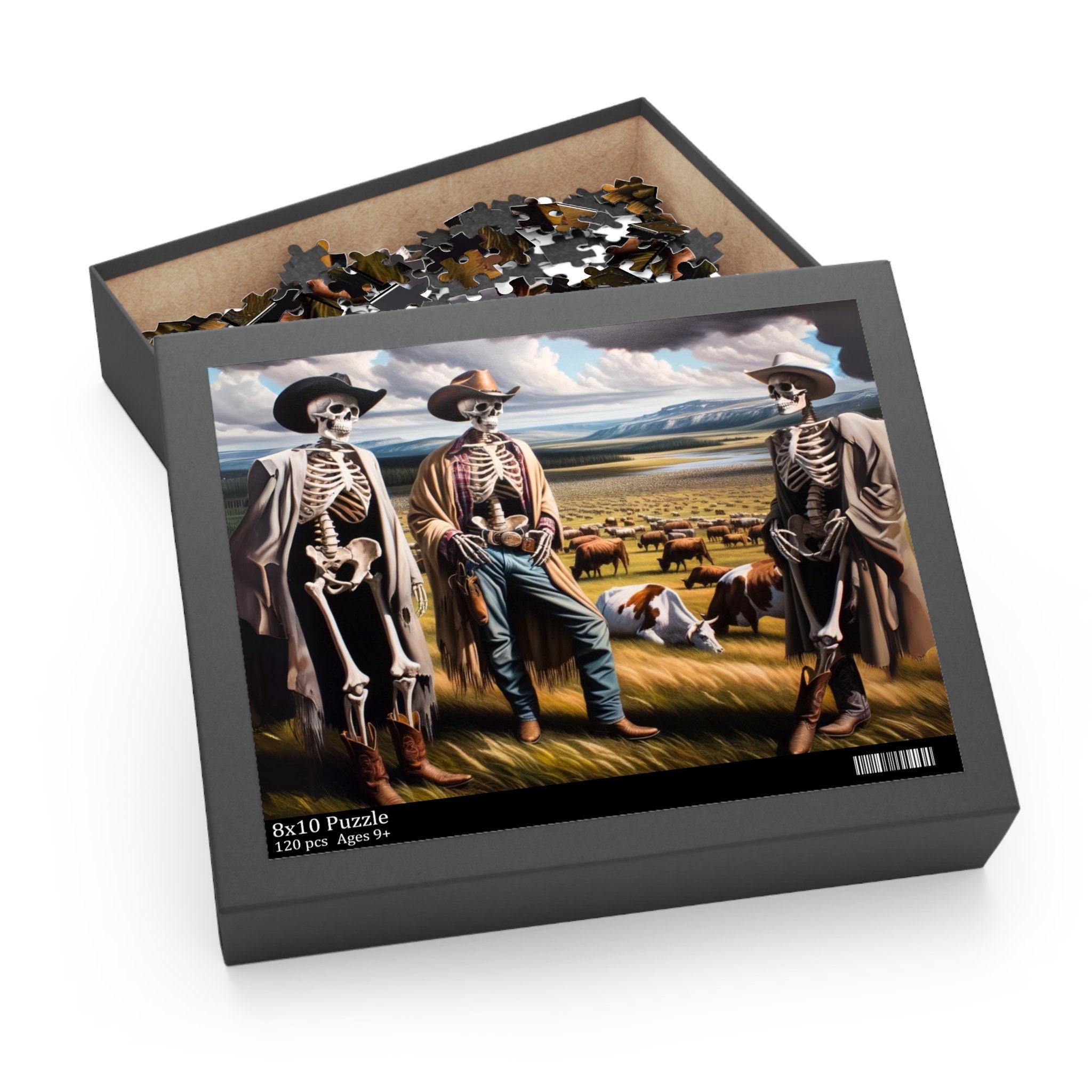 Eternal Cowboys Jigsaw Puzzle Skeleton Outlaws in Western Landscape ...