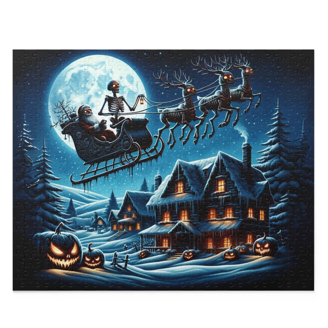 Halloween Meets Christmas: Spooky Sleigh Ride Over Snowy Village ...