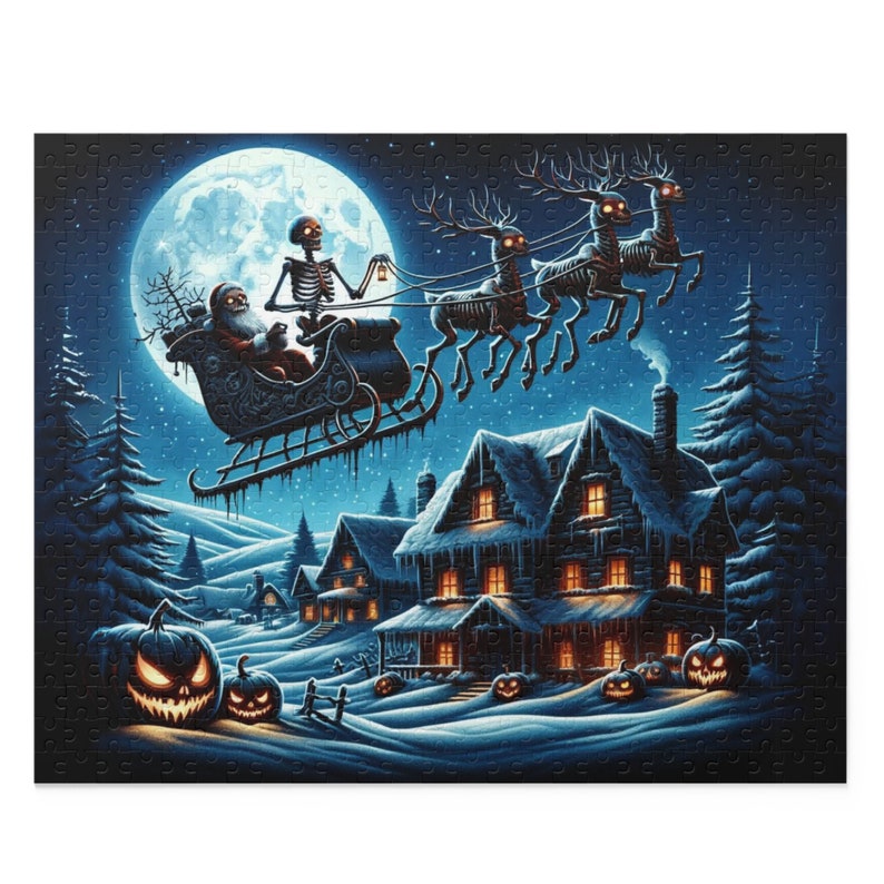 Halloween Meets Christmas: Spooky Sleigh Ride Over Snowy Village ...