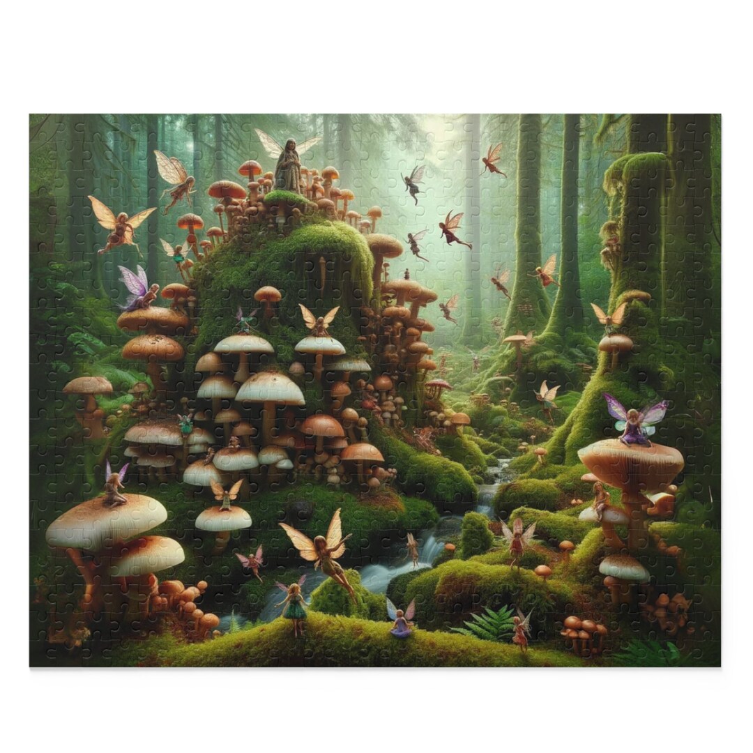 Enchanted Forest Fables Mystical Mushroom Glade With Fluttering Fauna ...