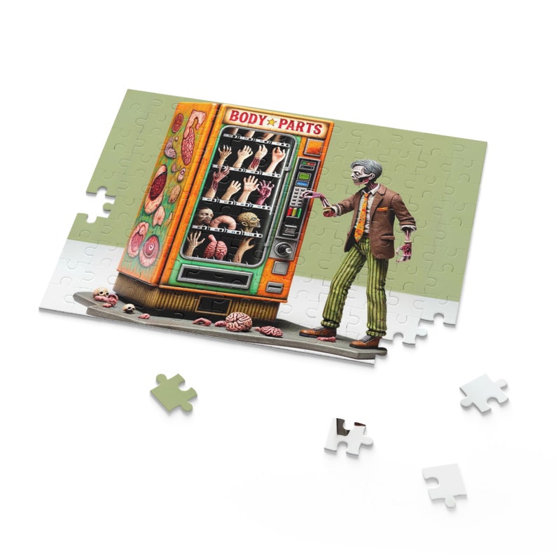 Zombie's Snack Time: Quirky Undead at Body Parts Vending Machine ...