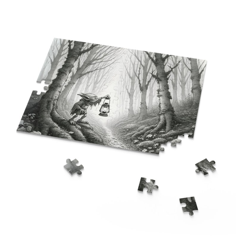 Enchanted Forest Pathfinder Jigsaw Puzzle: Whimsical Goblin Lantern ...