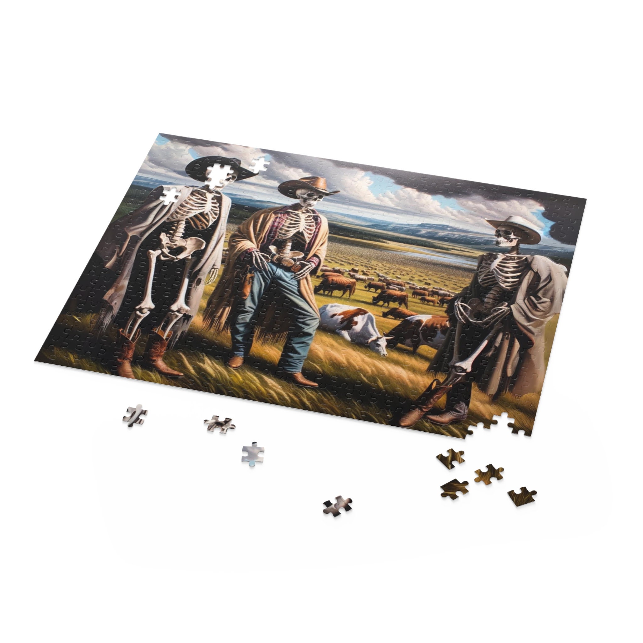 Eternal Cowboys Jigsaw Puzzle Skeleton Outlaws in Western Landscape ...