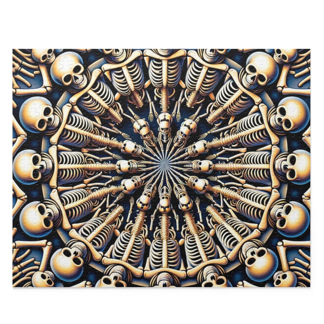 Skeletal Vortex: Hypnotic Spiral of Skulls and Bones Striking ...