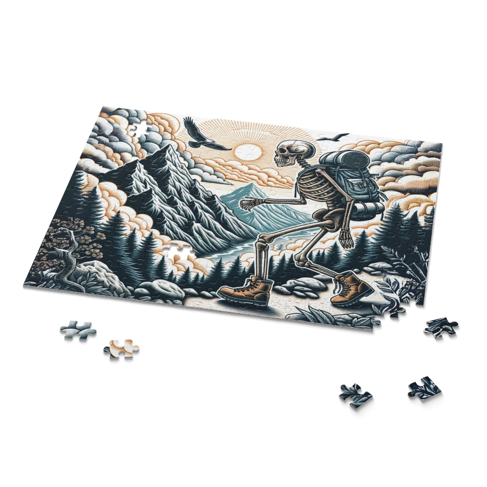 Skeletal Mountain Explorer Jigsaw Puzzle: Sunlit Alpine Adventure With ...