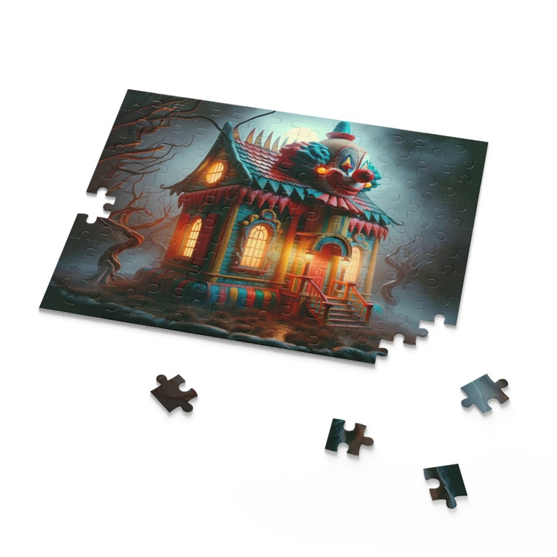 Creepy Carnival Homestead: Eerie Clown House Under Twilight Mysterious ...