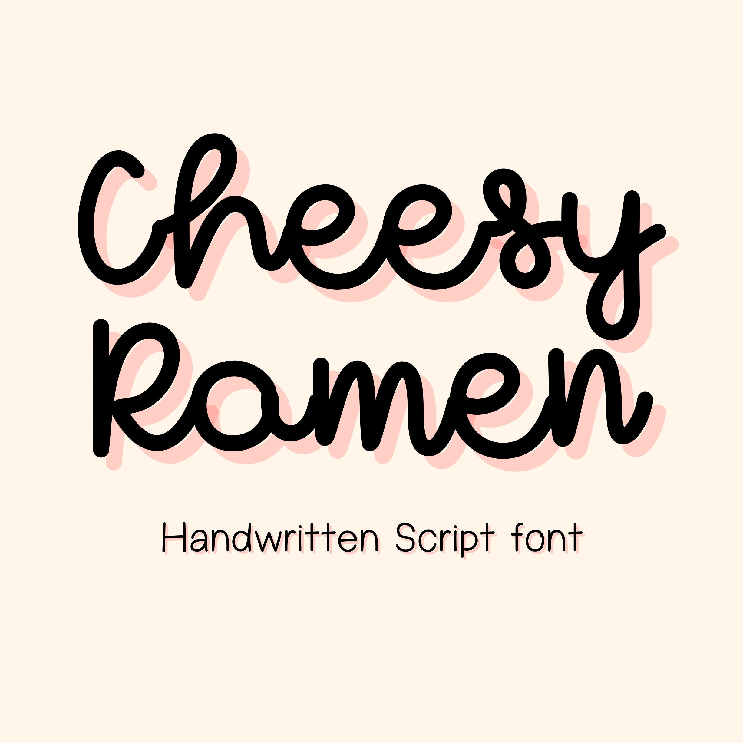 Cheesy Ramen Font - Handwritten Script Font, Modern Font, Cursive Font, Playful Font ...