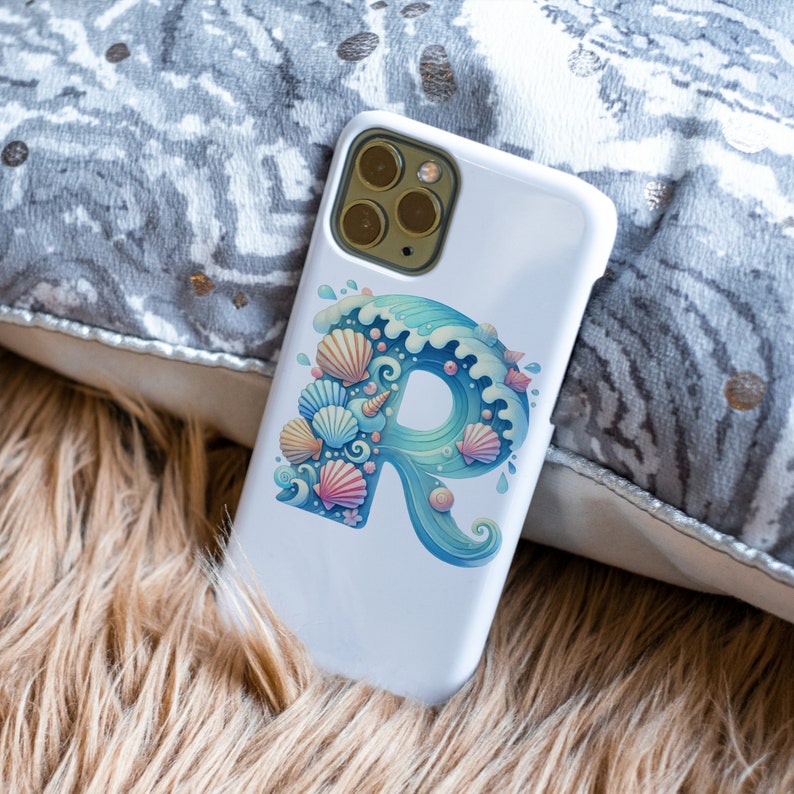 Wave of Ocean Alphabet Clipart Watercolor Letters, Coastal ABC Graphics ...