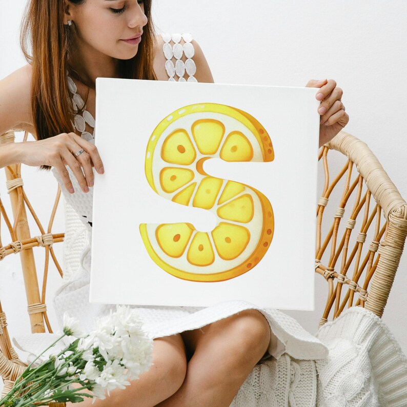 Watercolor Tropical Citrus Alphabet Clipart Fresh Summer Fruit Themed ...