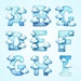 Blue Skies With Clouds Alphabet Clipart Watercolor Letters Set, Digital ...