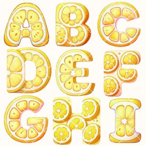 Watercolor Tropical Citrus Alphabet Clipart Fresh Summer Fruit Themed ...