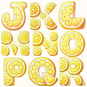 Watercolor Tropical Citrus Alphabet Clipart Fresh Summer Fruit Themed ...