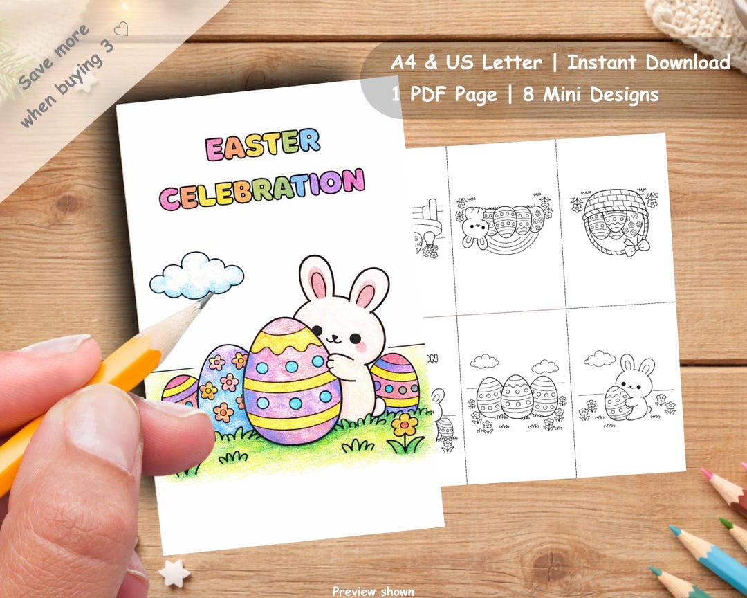 Easter Celebration Coloring Pages Printable, Cute Bunny Easter Egg Mini ...
