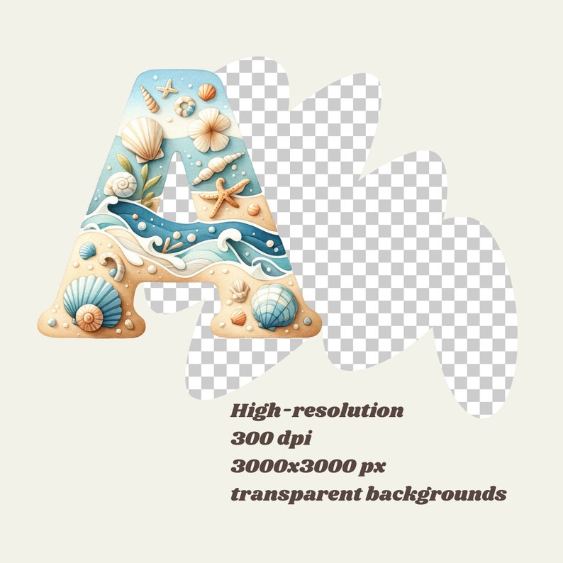 Beach Time Alphabet Clipart - Watercolor Letters Set, Coastal ABC ...