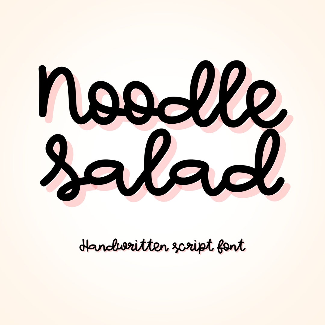 Noodle Salad Font Handwritten Script Font, Modern Font, Cursive Font, Playful Font, Calligraphy ...