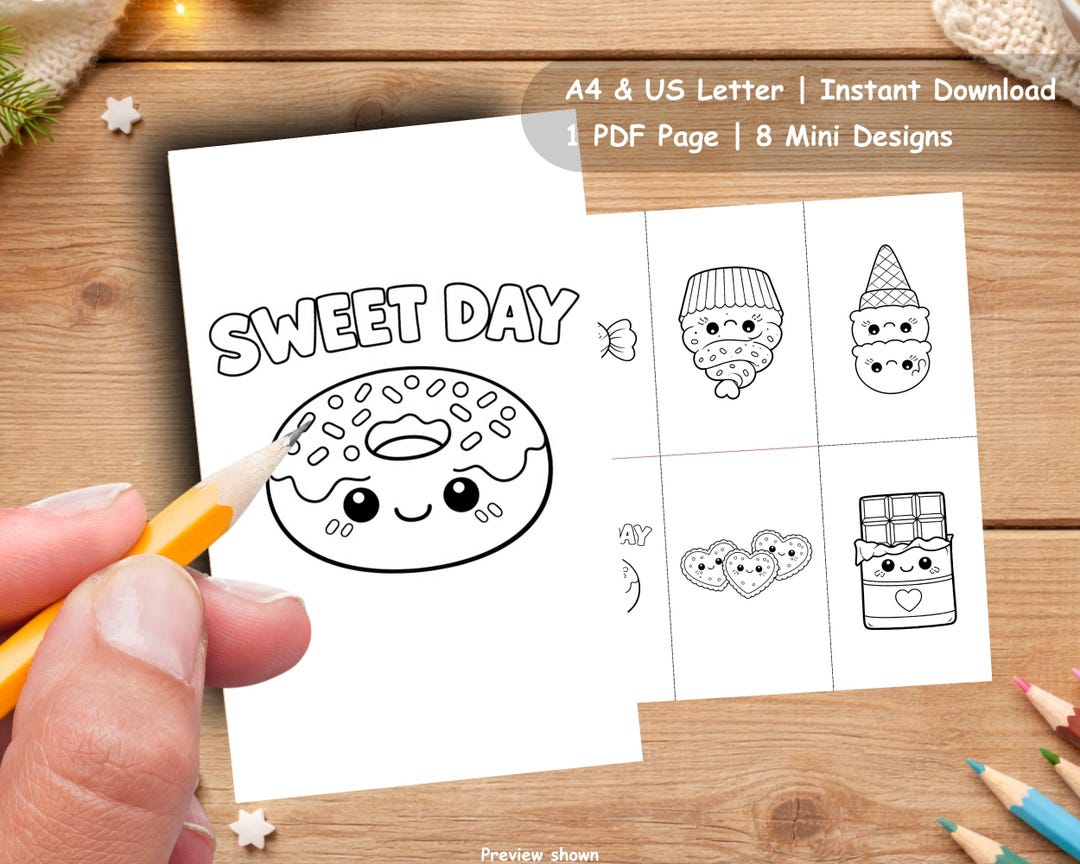 Kawaii Sweet Treat Coloring Pages for Kids - Donut, Cupcake, Chocolate ...