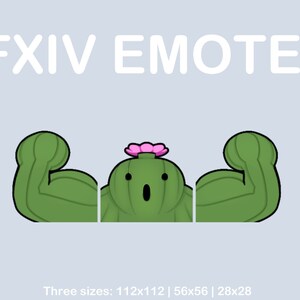 FFXIV Cactuar Cactus Flexing Emote Set, Cute Gaming Cactus Handmade Digital Art Emoji, Buff ...