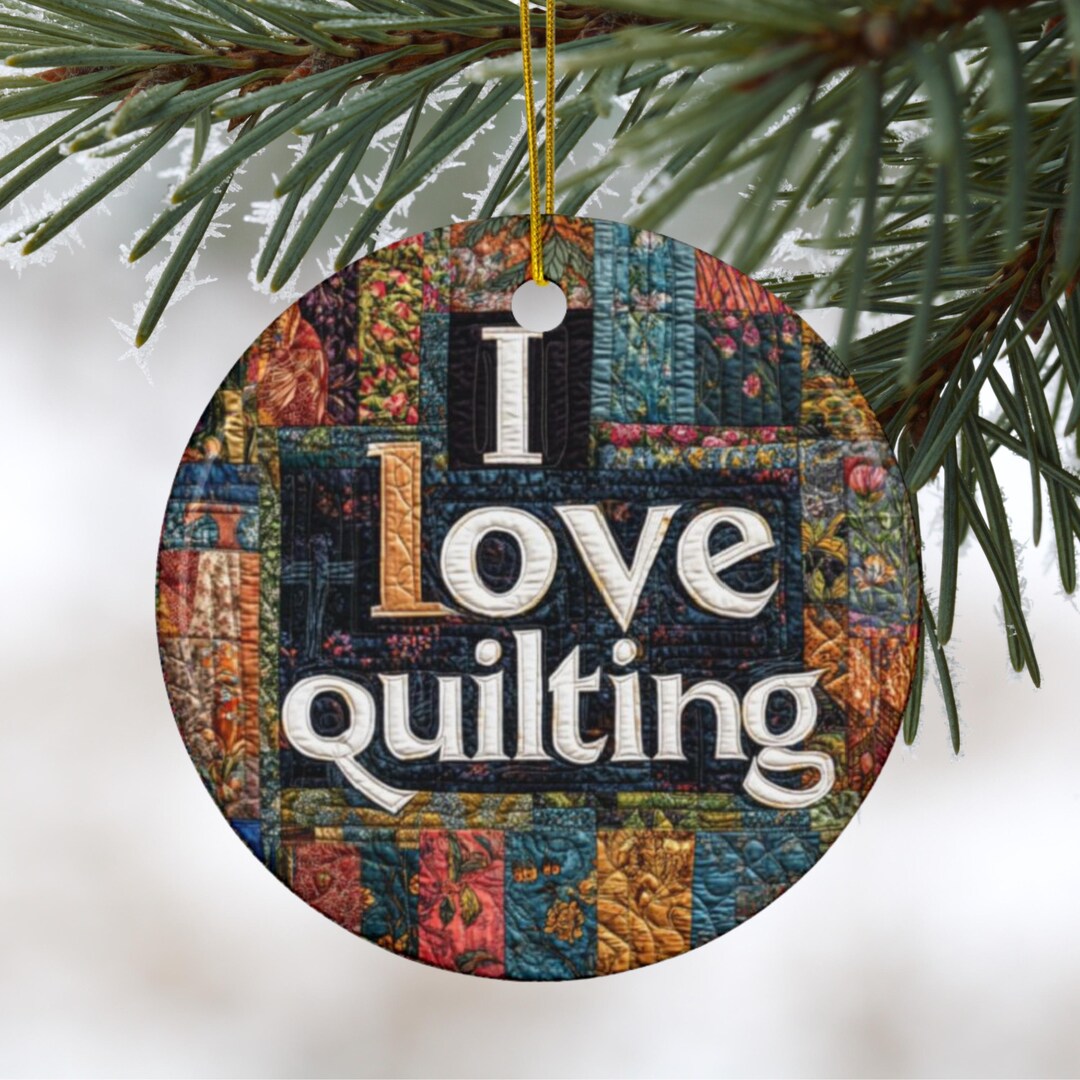 Quilting Stained Glass Ceramic Ornament: Holiday Decor, Gift for ...